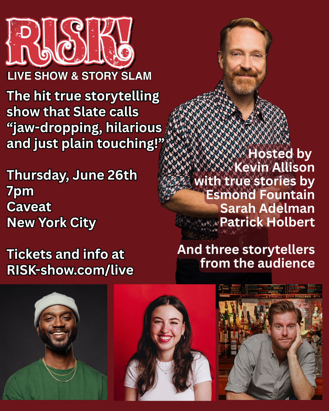 RISK! Live Show and Story Slam at Caveat in NYC – Thursday, 6/26/25 ...